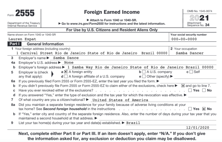 Filing Form 2555 for the Foreign Earned Income Exclusion