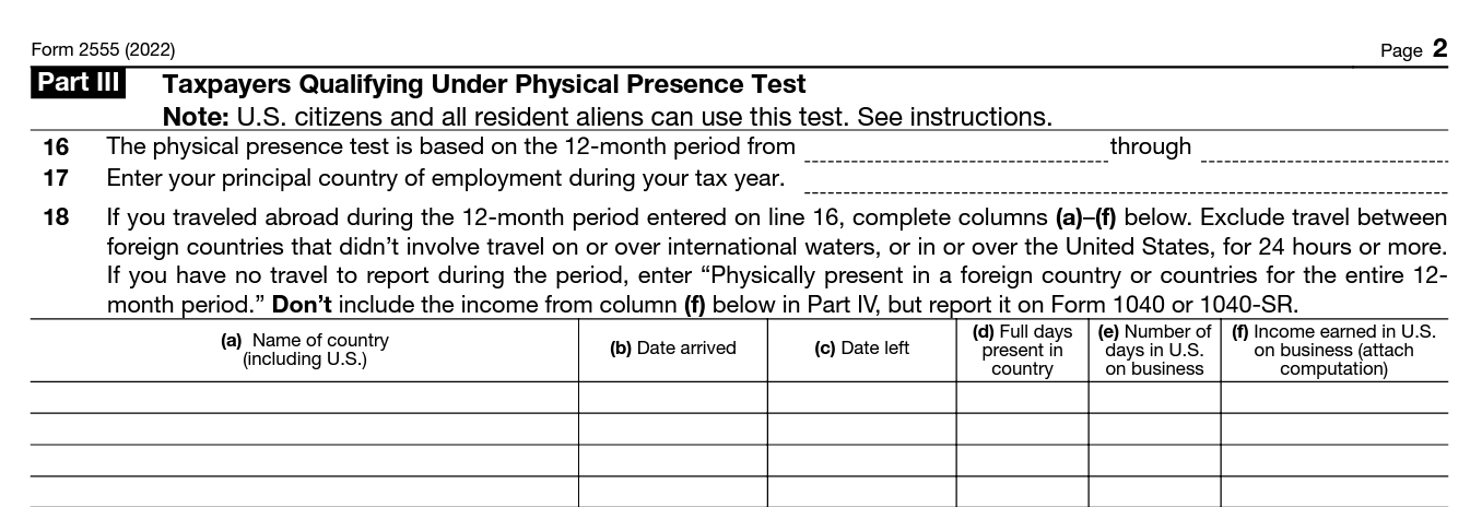 Filing Form 2555 for the Foreign Earned Income Exclusion