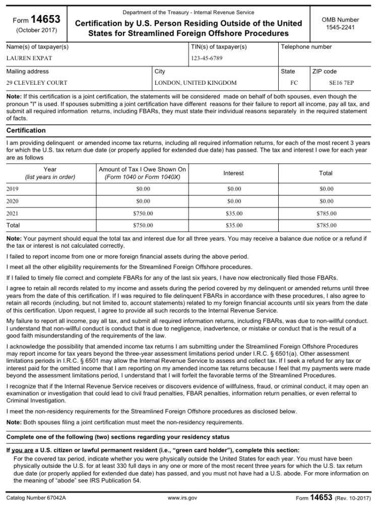 Form 14653: Why It's Important to Your Streamlined Filing