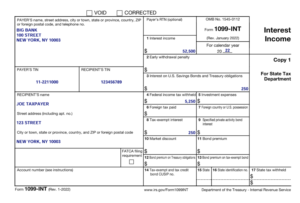1099 Form Example
