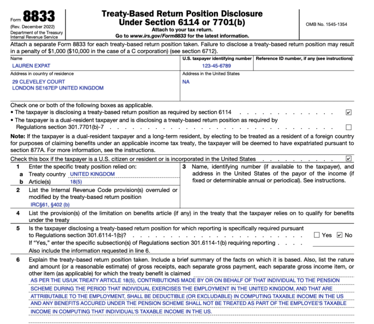 Form 8833 & Tax Treaties - Understanding Your US Tax Return
