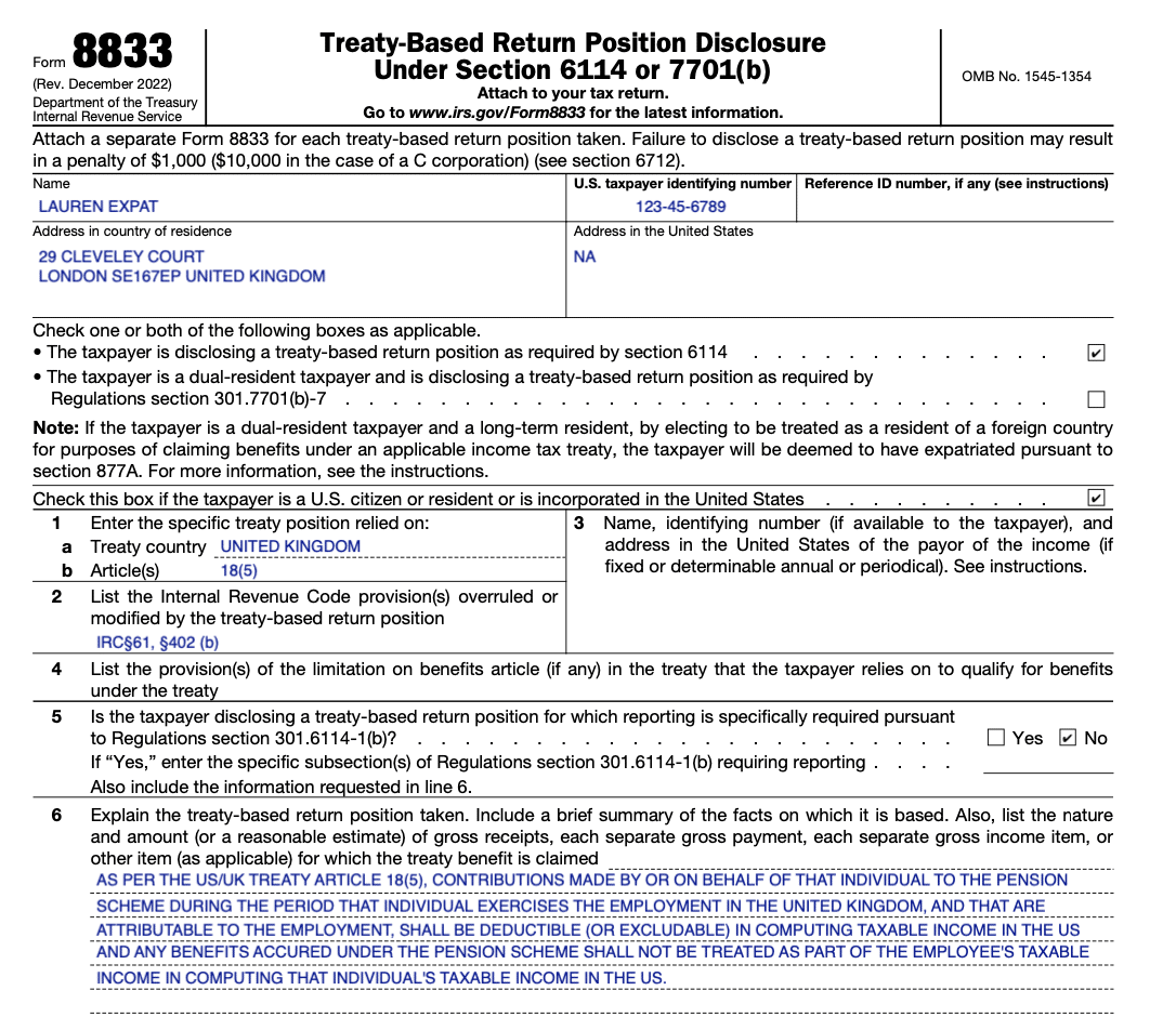 Form 8833 & Tax Treaties - Understanding Your US Tax Return