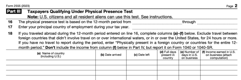 Filing Form 2555 for the Foreign Earned Income Exclusion