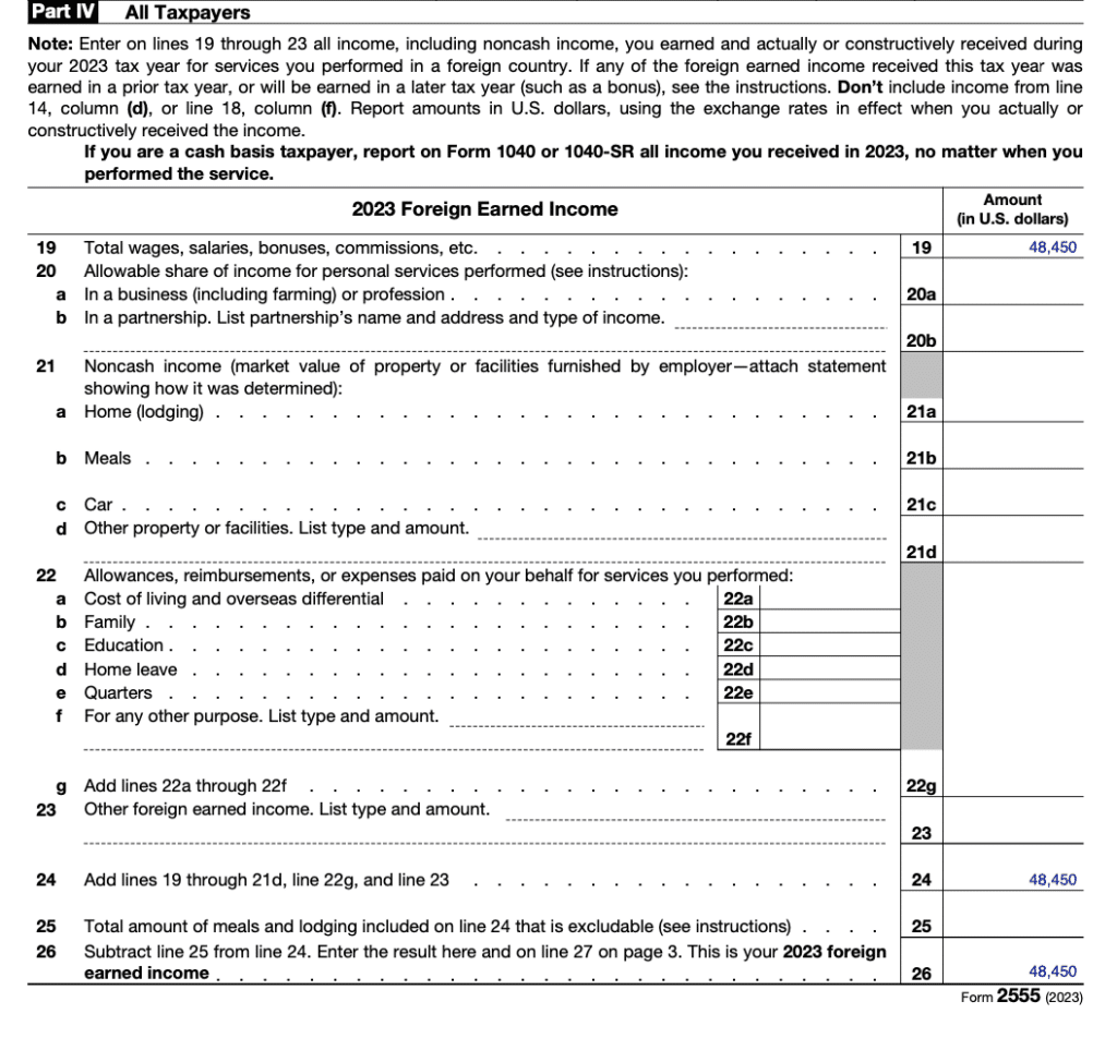 Filing Form 2555 for the Foreign Earned Income Exclusion
