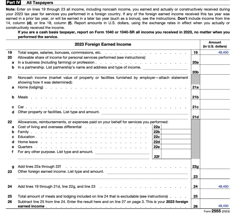 Filing Form 2555 for the Foreign Earned Income Exclusion
