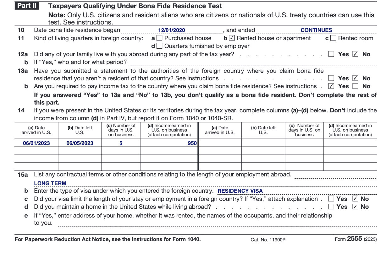 Filing Form 2555 for the Foreign Earned Income Exclusion