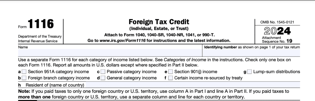 Form 1116: Claiming the Foreign Tax Credit