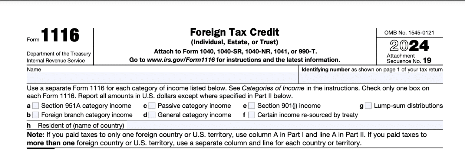 Form 1116: Claiming the Foreign Tax Credit