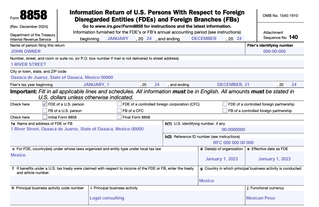IRS Form 8858: Filing Requirements and Instructions