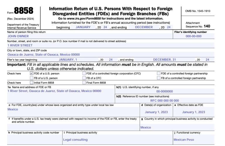 IRS Form 8858: Filing Requirements and Instructions