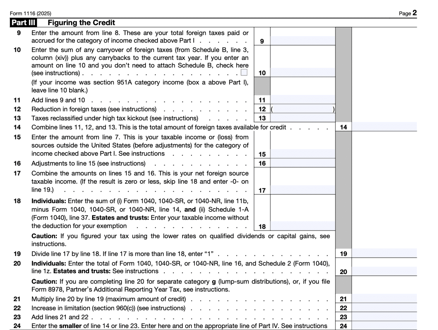 Form 1116 Instructions: Claim the Foreign Tax Credit