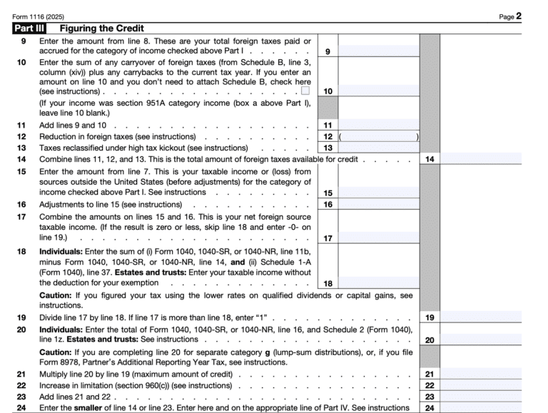 Form 1116 Instructions: Claim the Foreign Tax Credit