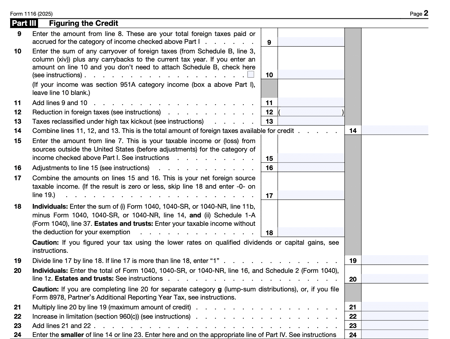 Form 1116 Instructions: Claim the Foreign Tax Credit