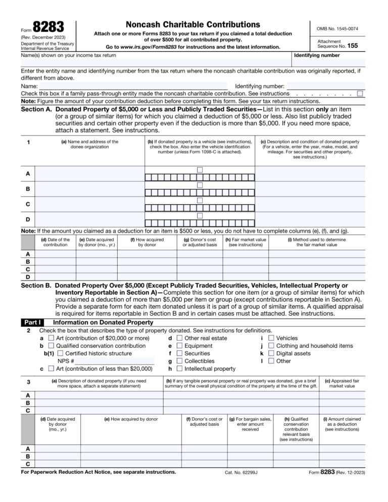 Form 8283: Claim Tax Deductions for Charitable Donations