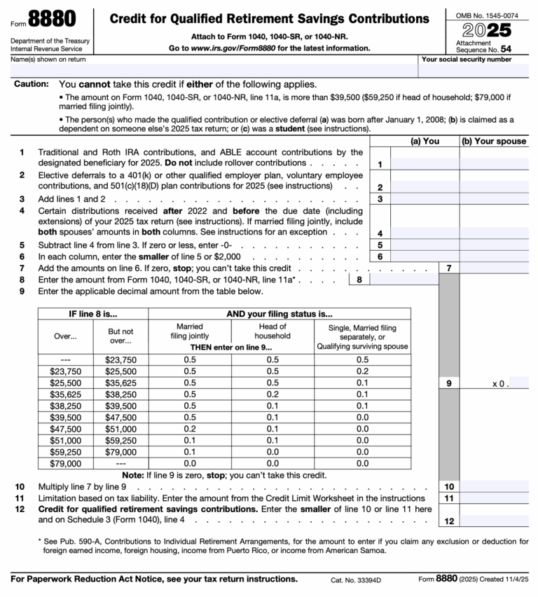 Form 8880: Retirement Saver's Credit Guide for Expats