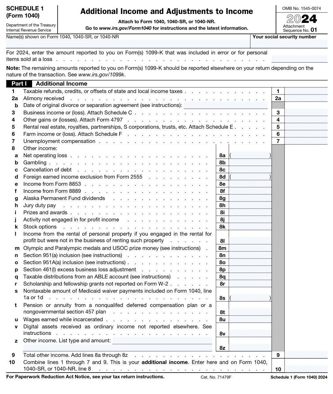 Schedule 1 Form 1040 for US Expats: Income & Adjustments Guide