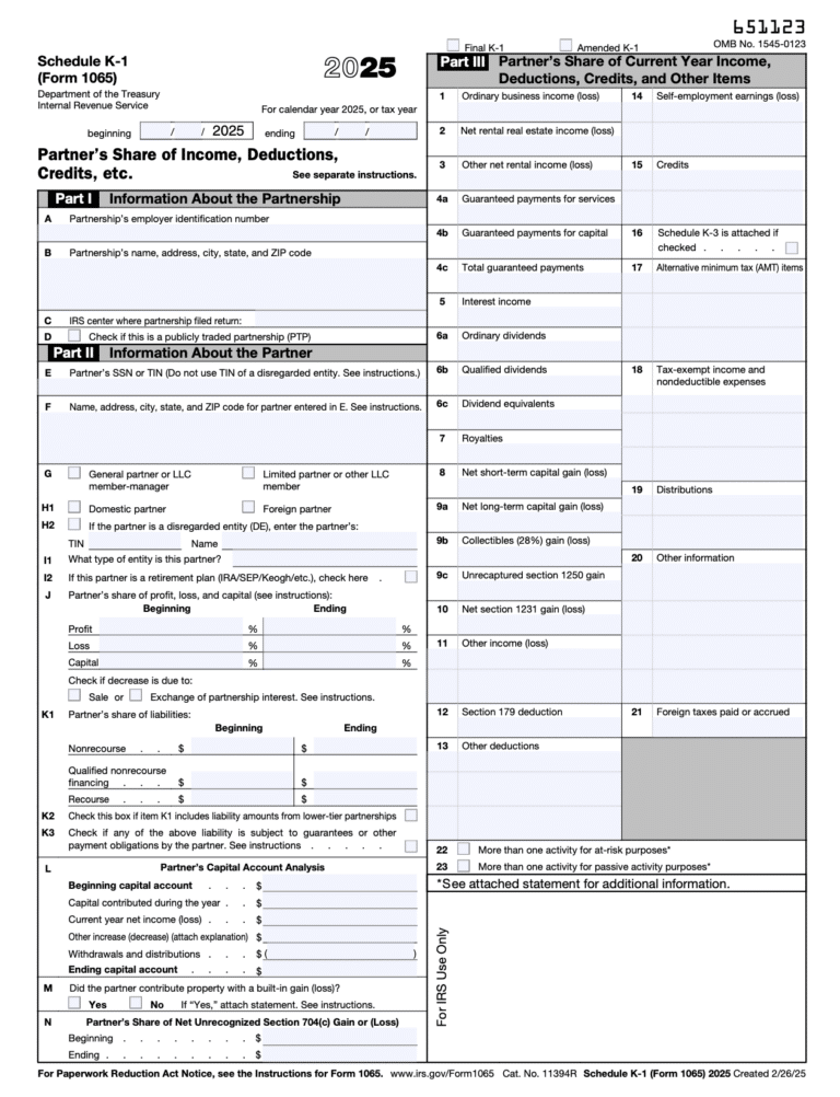 Schedule K-1: Partnership Income for U.S. Expats